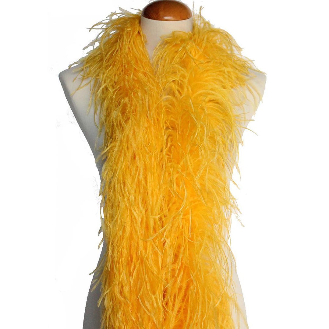 4 Ply Golden Yellow Ostrich Feather Boa Boas Scarf Prom Halloween ...