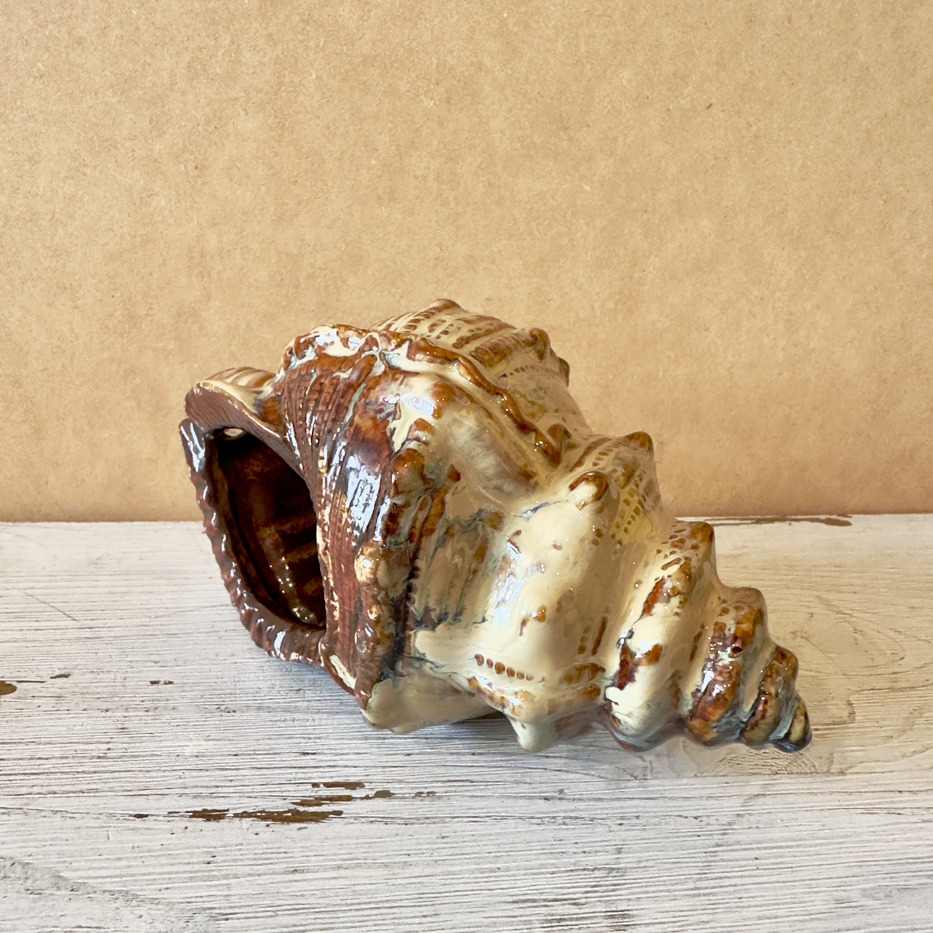 Vintage Ceramic Conch, Hand Crafted Large Ceramic Sea Shell, Beach ...