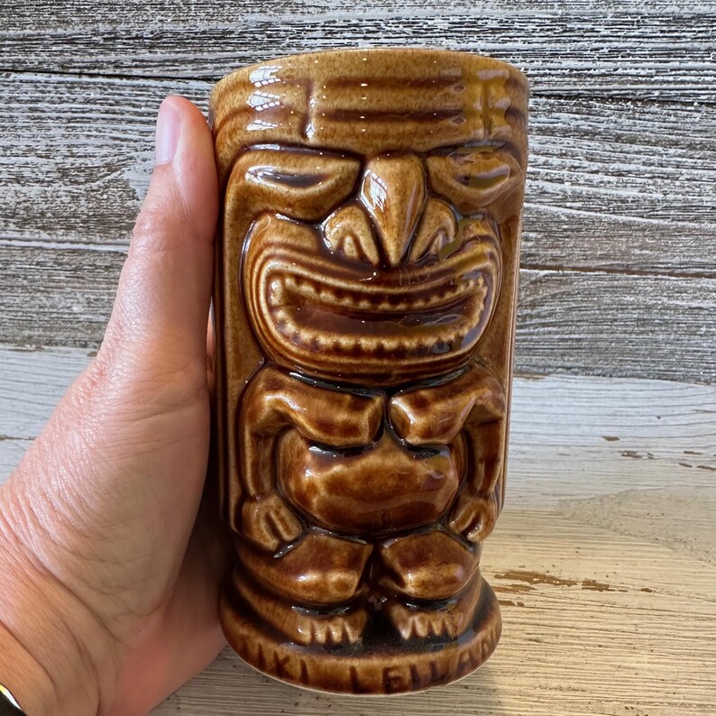 Vintage 70's Ceramic Tiki Cup, Brown Glazed Tiki Mug, Collectible ...