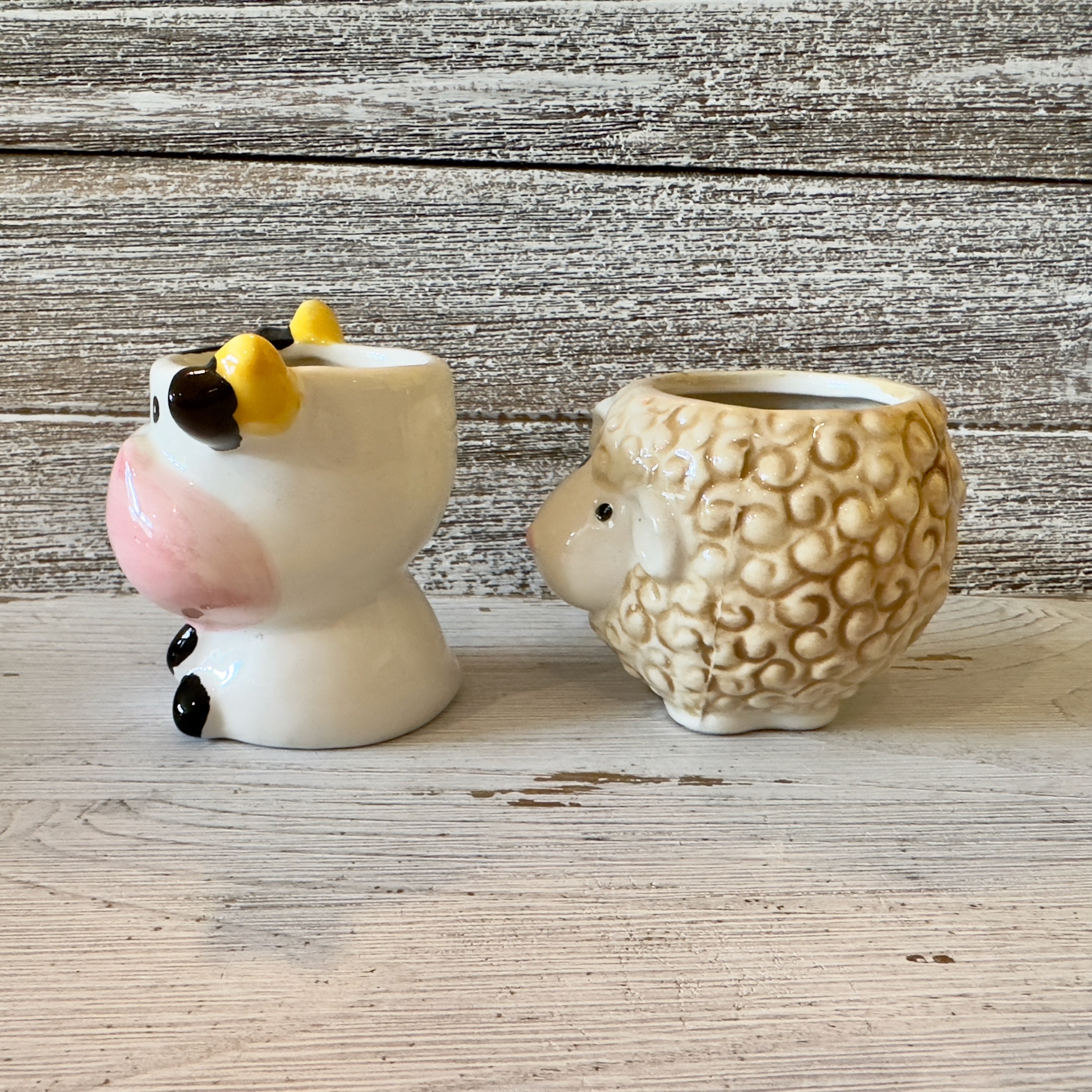 Little Sheep and Cow Ceramic Planters, Farm Animals Gifts, Pottery ...