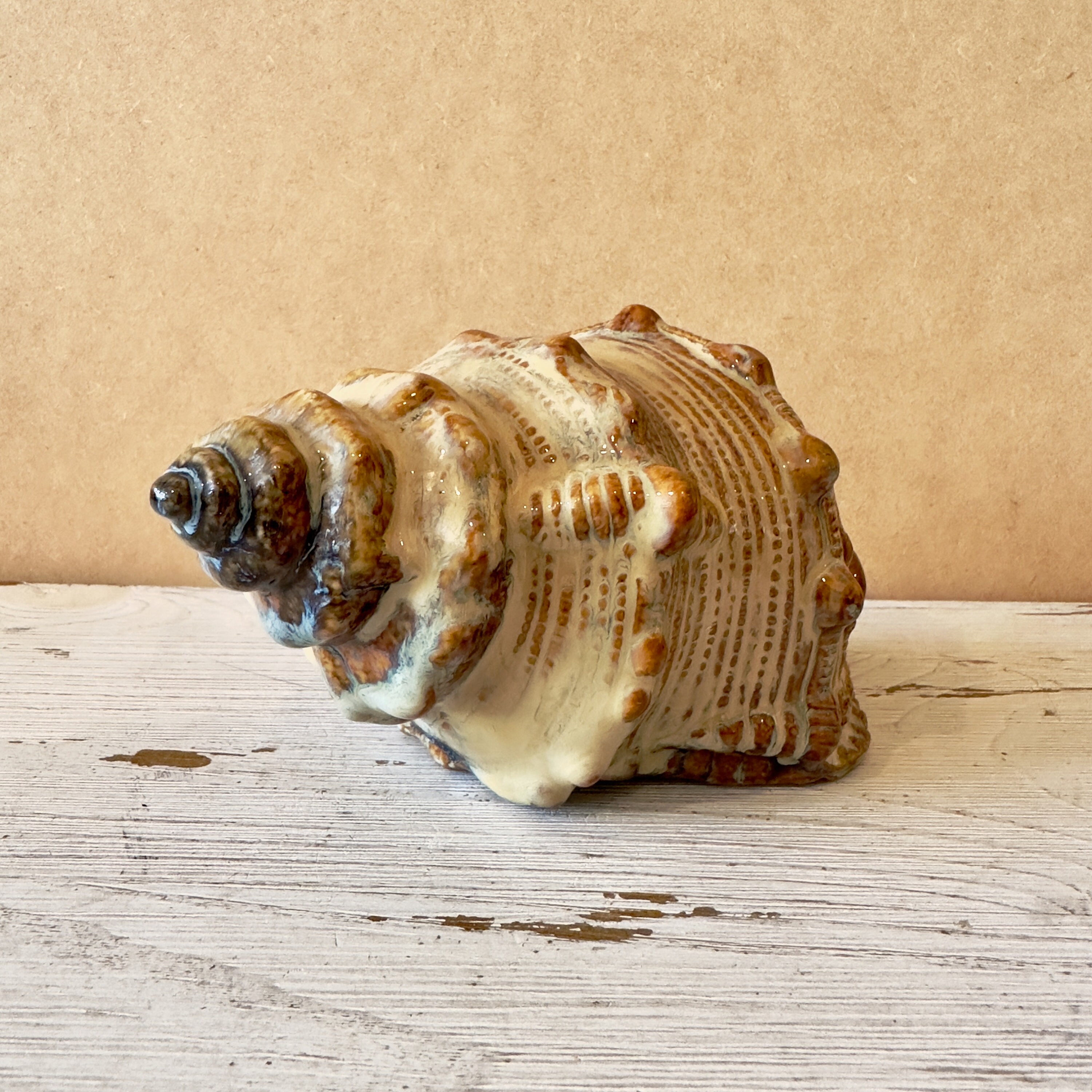 Vintage Ceramic Conch, Hand Crafted Large Ceramic Sea Shell, Beach ...