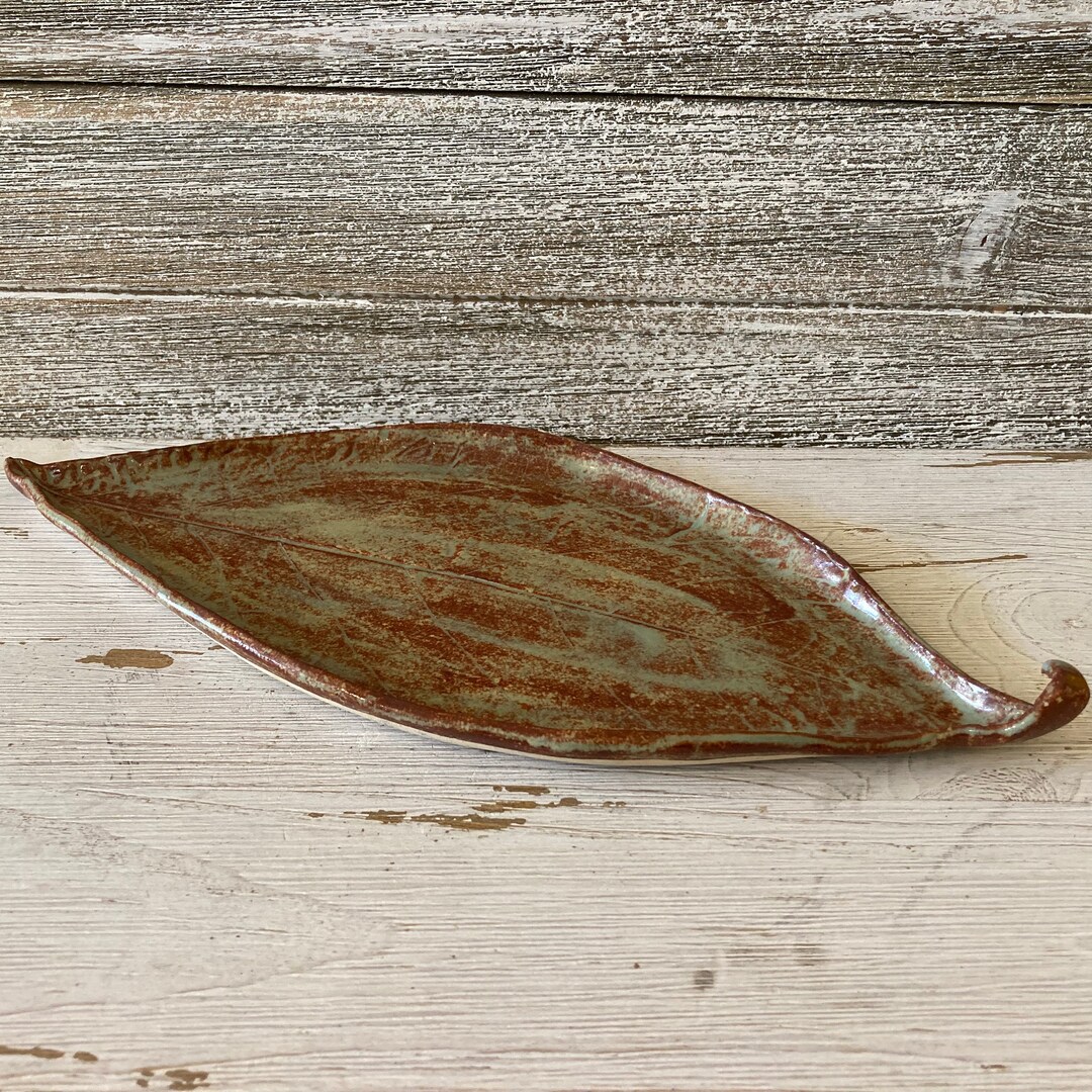 Ceramic Leaf Dish, Leaf Shape Serving Plate, Rustic Ceramics Decorative ...