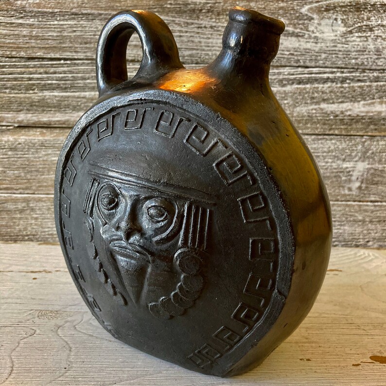 Black Clay Water Jug, Native American Folk Art Vase, Vintage Handmade ...