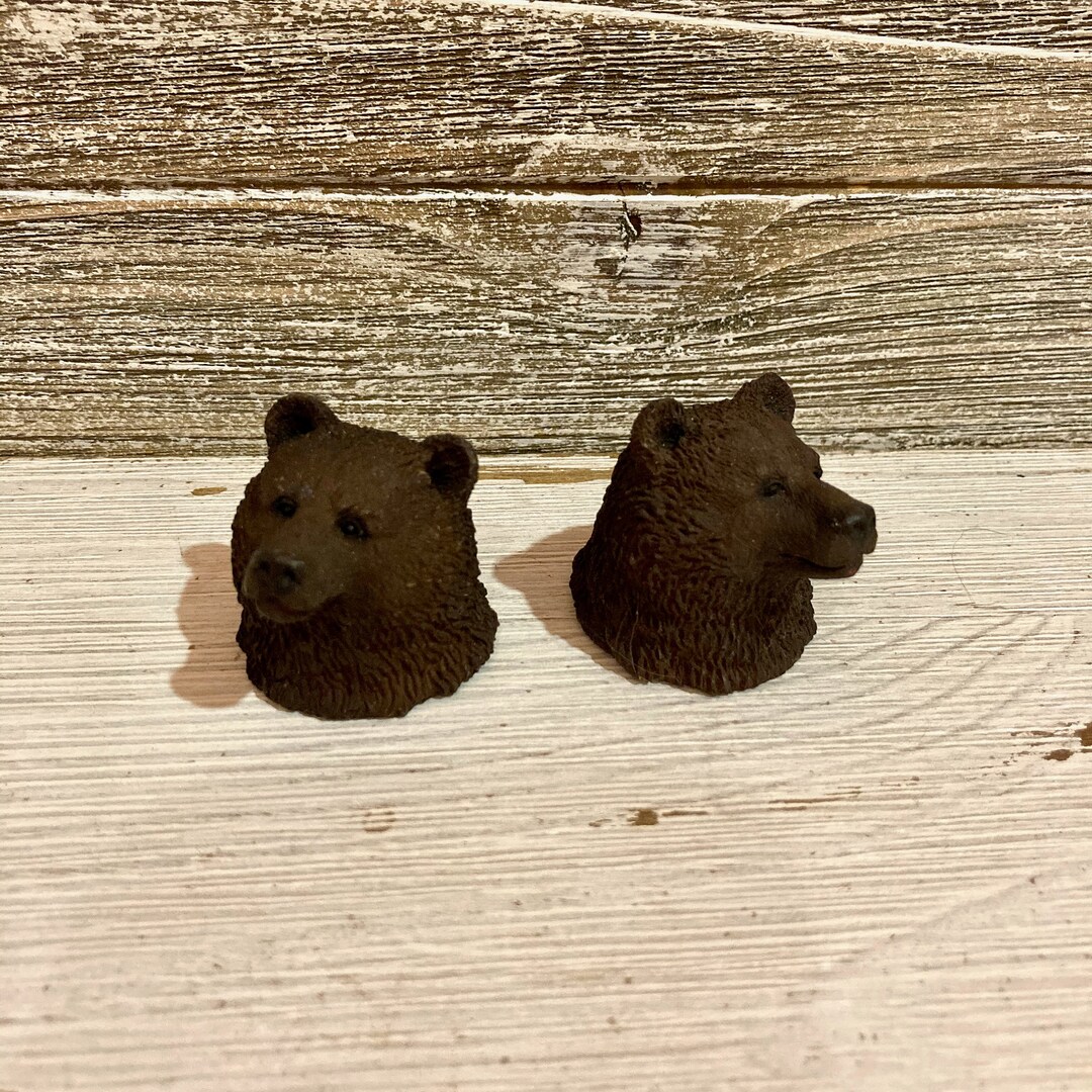 Tiny Black Bear Heads, Plastic Bear Heads, Toy Bears, Diorama Making ...