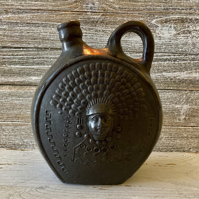 Black Clay Water Jug, Native American Folk Art Vase, Vintage Handmade ...