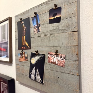 Rustic Wood Vision Board With Metal Clips, Gray Painted Reclaimed Wood ...