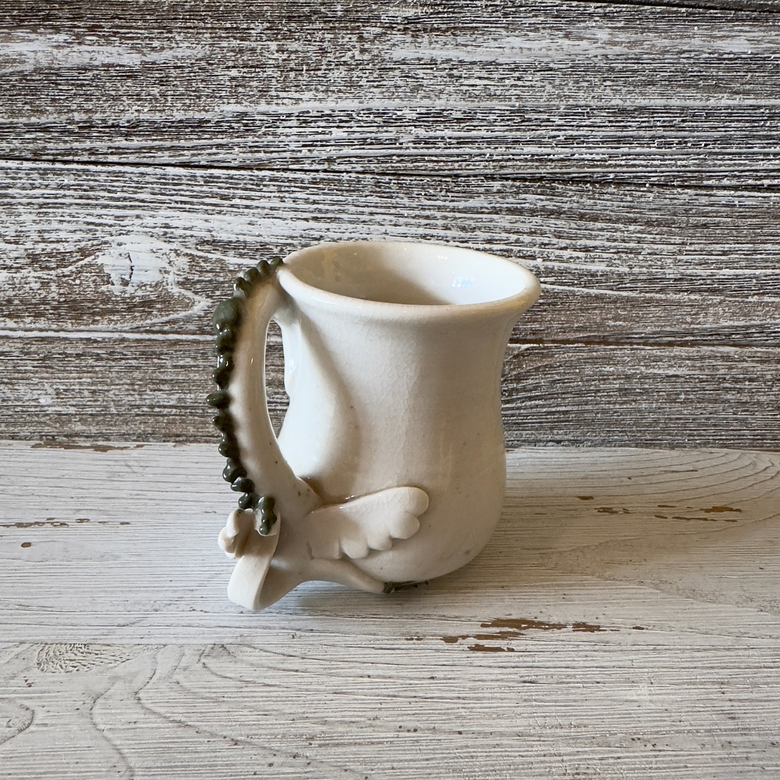 Ceramic Dragon Mug, Handmade Pottery, White Mug With Dragon Shape ...