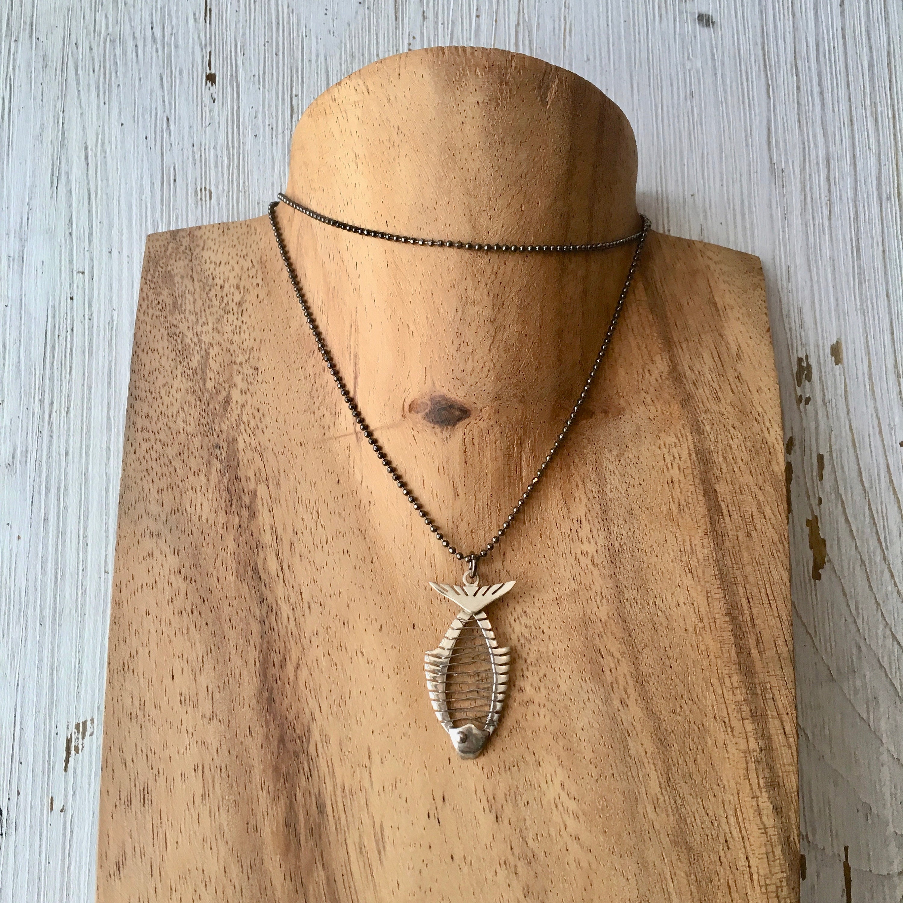 Silver Fish Pendant Necklace, Fish on Chain, Artisan Made Fish Jewelry ...