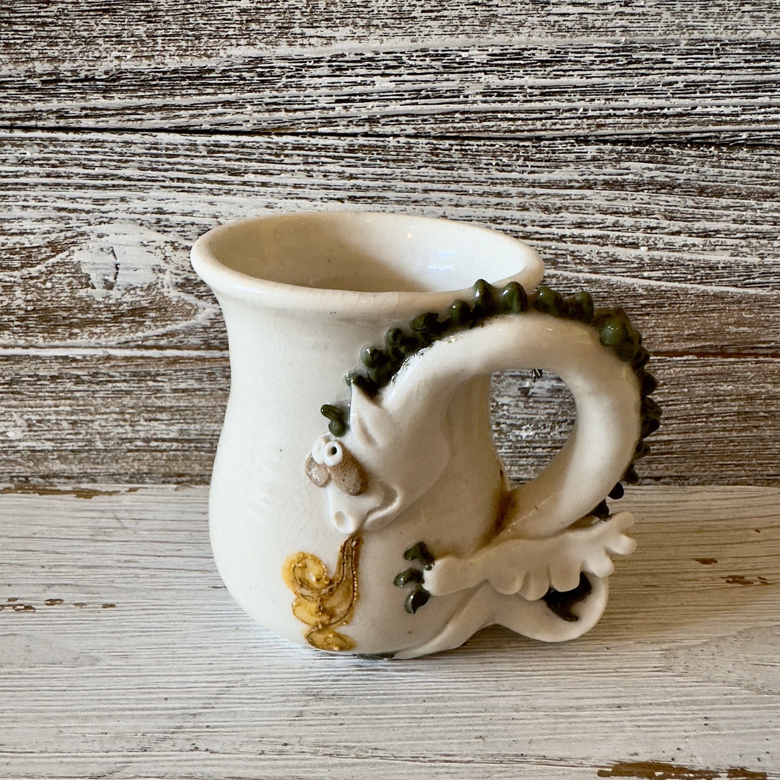 Ceramic Dragon Mug, Handmade Pottery, White Mug With Dragon Shape ...