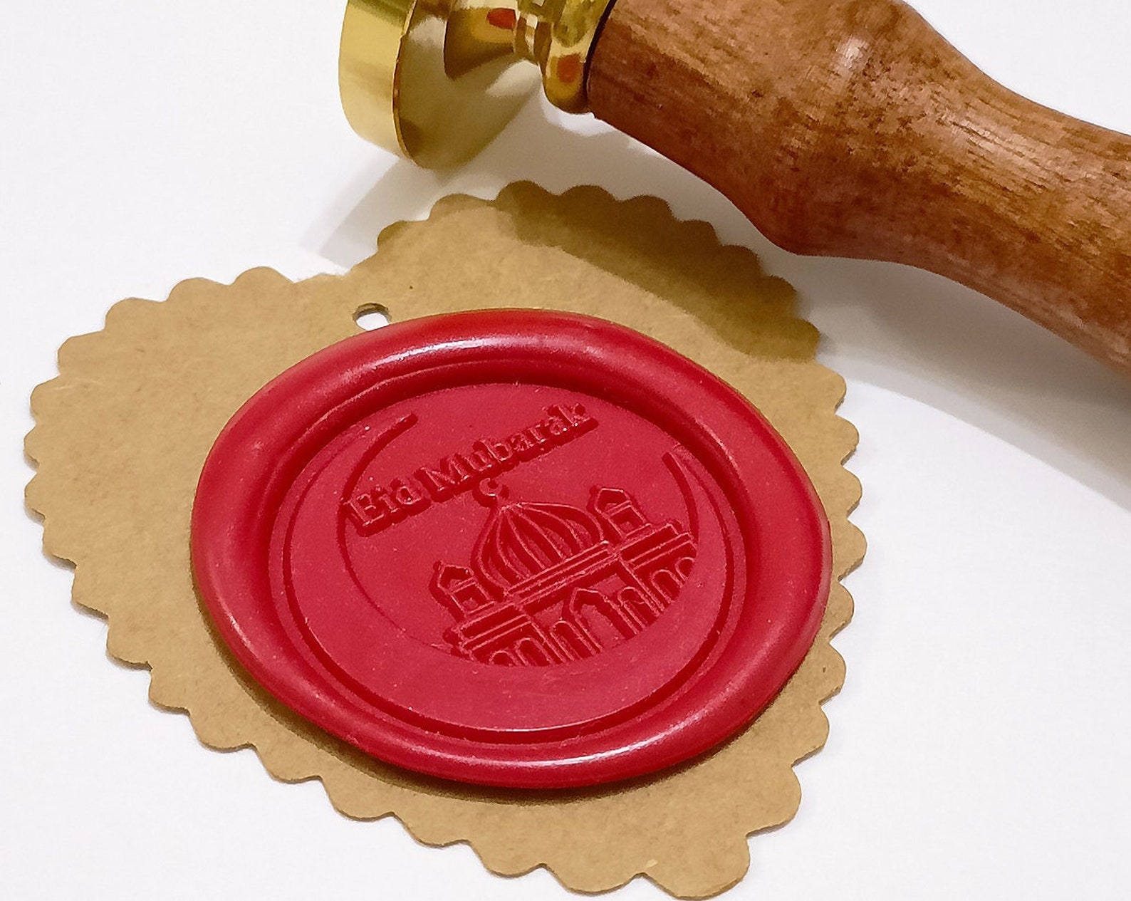 Eid Mubarak Wax Seal Stamp: Muslim Invitation, Brass & Wood - Etsy