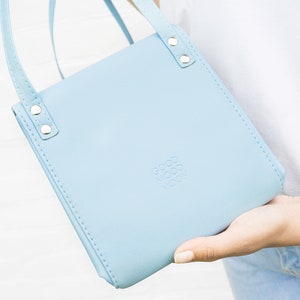 Small Crossbody Purse Light Blue Crossbody Bag Vegan Leather Crossbody ...