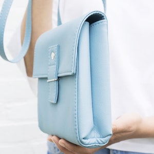 Small Crossbody Purse Light Blue Crossbody Bag Vegan Leather Crossbody ...