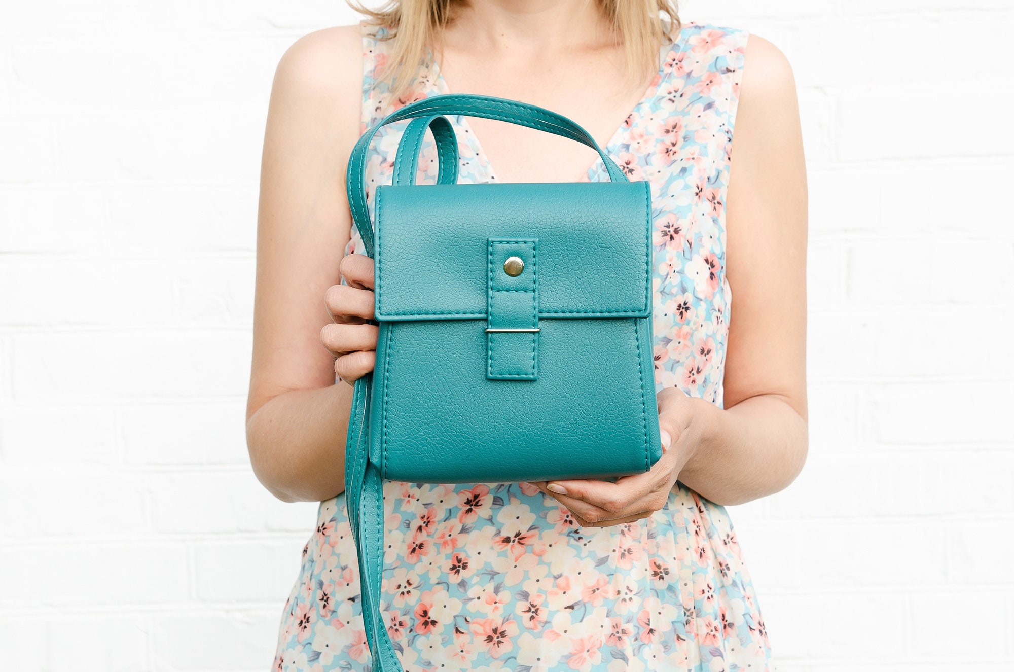 Small Vegan Leather Crossbody Bag for Women Everyday Purse Turquoise ...