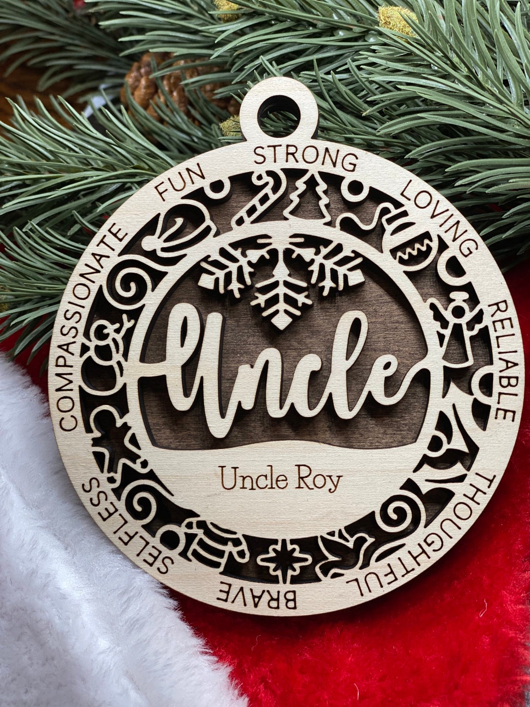 Ornament Uncle Name Custom Personalized Laser Cut Wood - Etsy