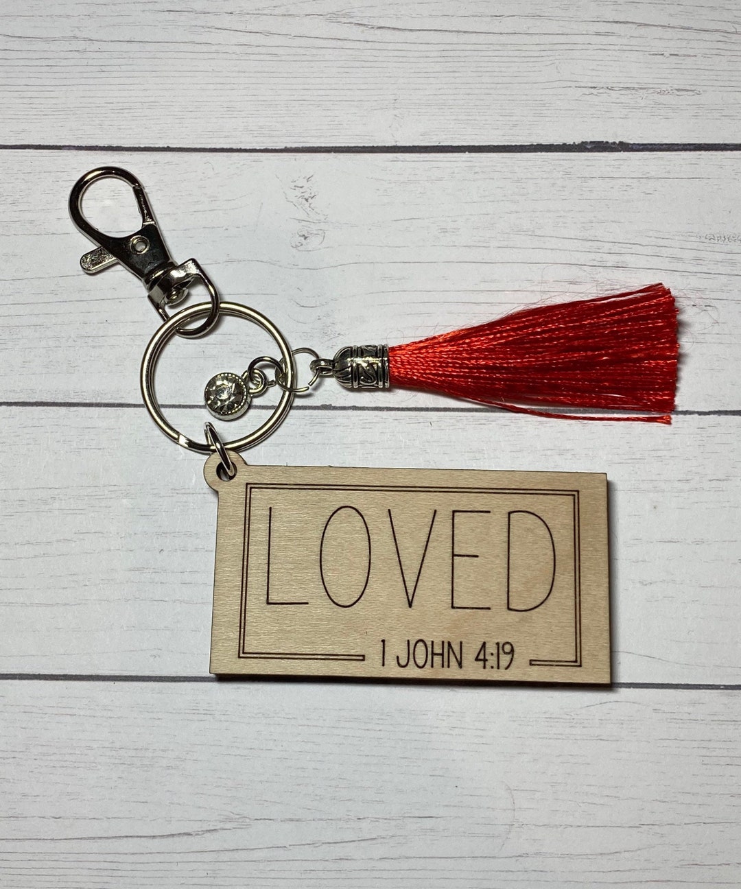 Wooden Engraved Keychain Loved Scripture Religious Bible Charm Zipper ...