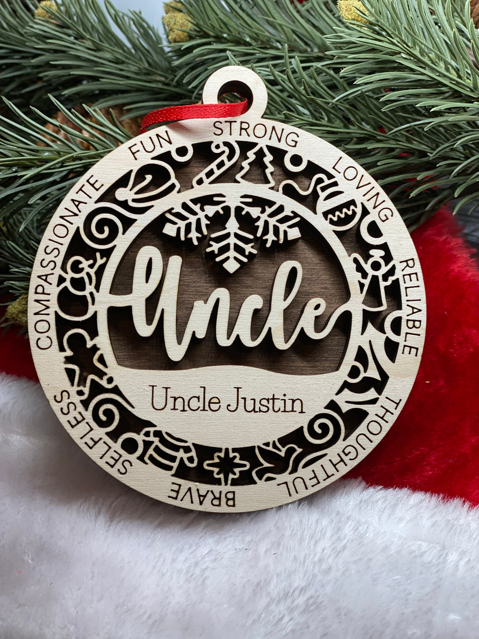 Ornament Uncle Name Custom Personalized Laser Cut Wood - Etsy