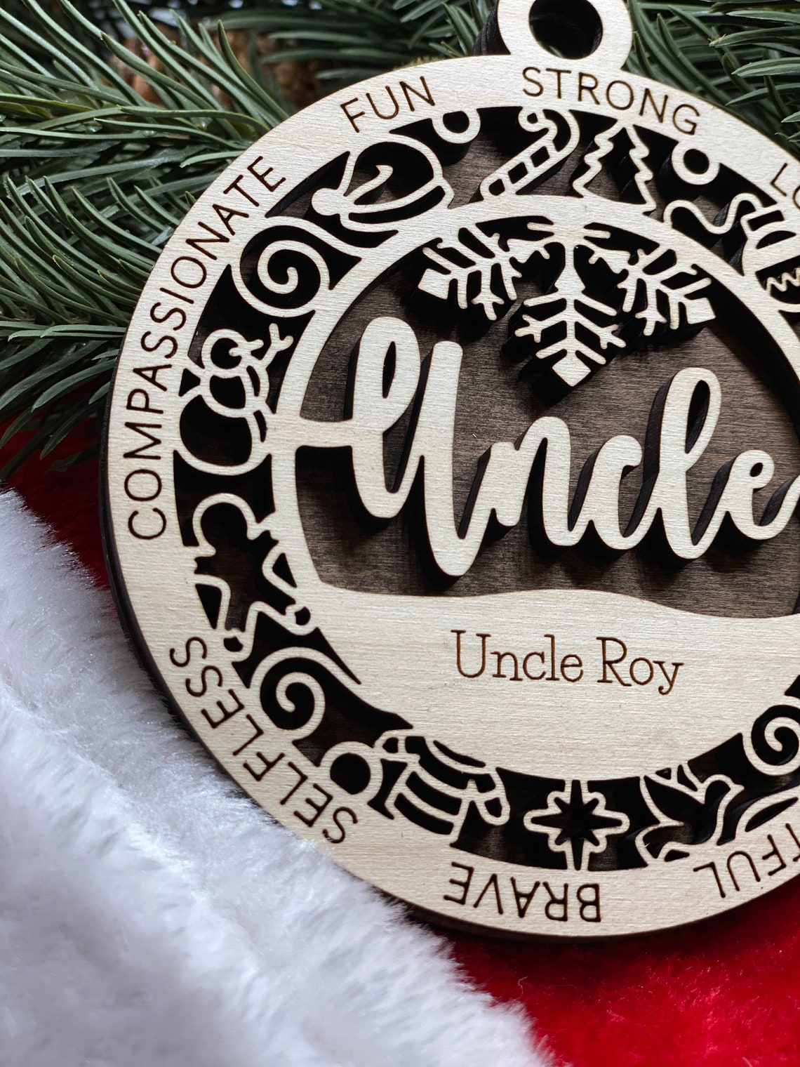 Ornament Uncle Name Custom Personalized Laser Cut Wood - Etsy