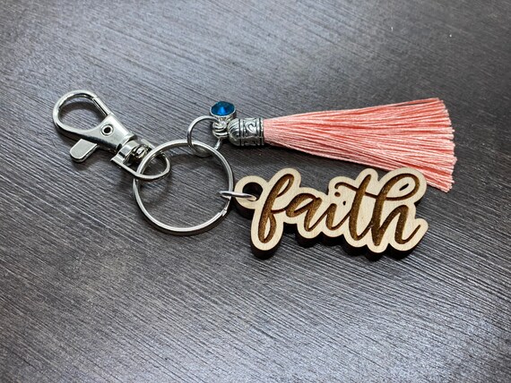 Wooden Engraved Laser Cut Keychain Faith Christian Religious - Etsy