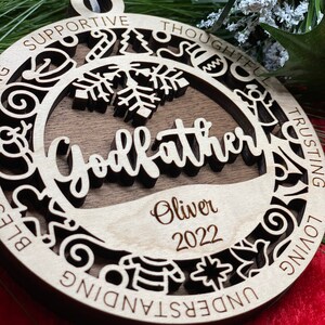 Ornament Godfather God Father Custom Name Message Personalized Laser ...