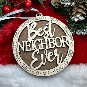 Ornament Best Neighbor Ever New Style Laser Cut Wood Christmas Gift ...