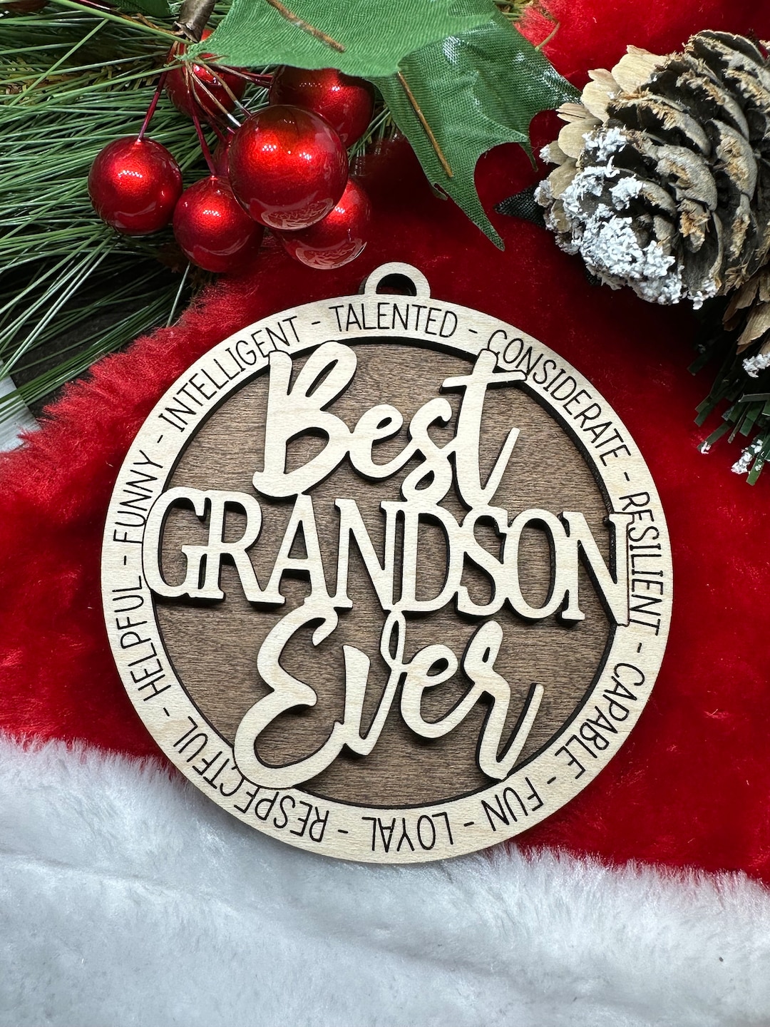 Ornament Best Grandson Ever New Style Laser Cut Wood Christmas Gift ...