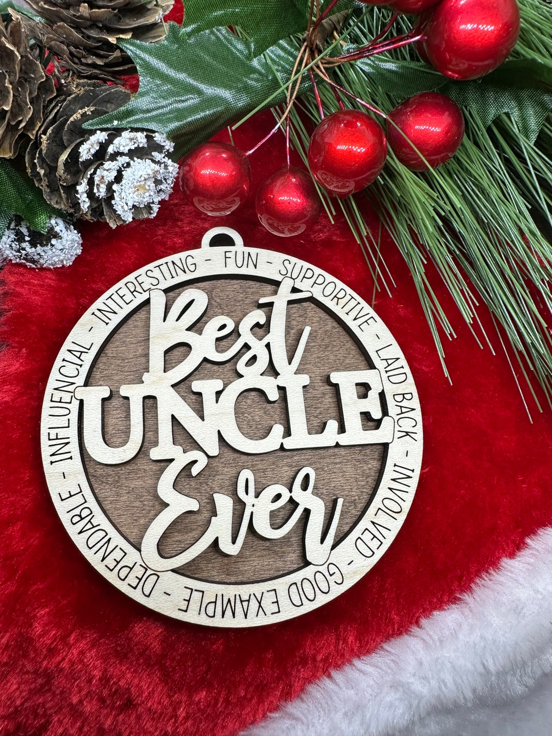 Ornament Best Uncle Ever New Style Laser Cut Wood Christmas Gift ...