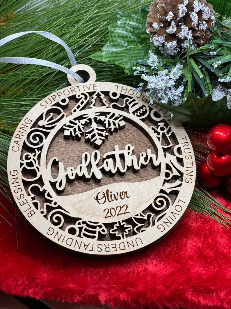Ornament Godfather God Father Custom Name Message Personalized - Etsy