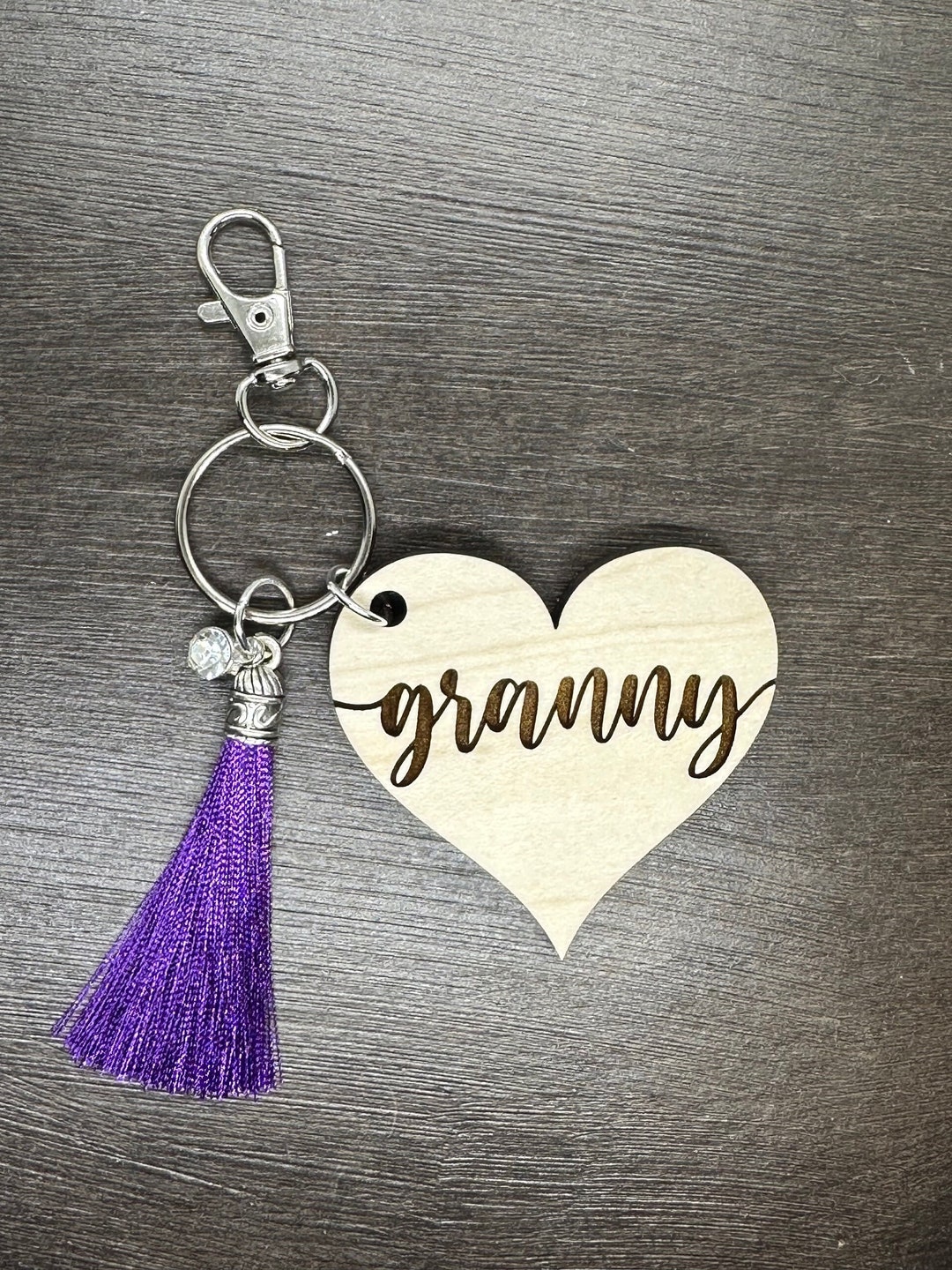 Wooden Engraved Keychain Heart Granny Grandma Grandmother Charm Zipper ...