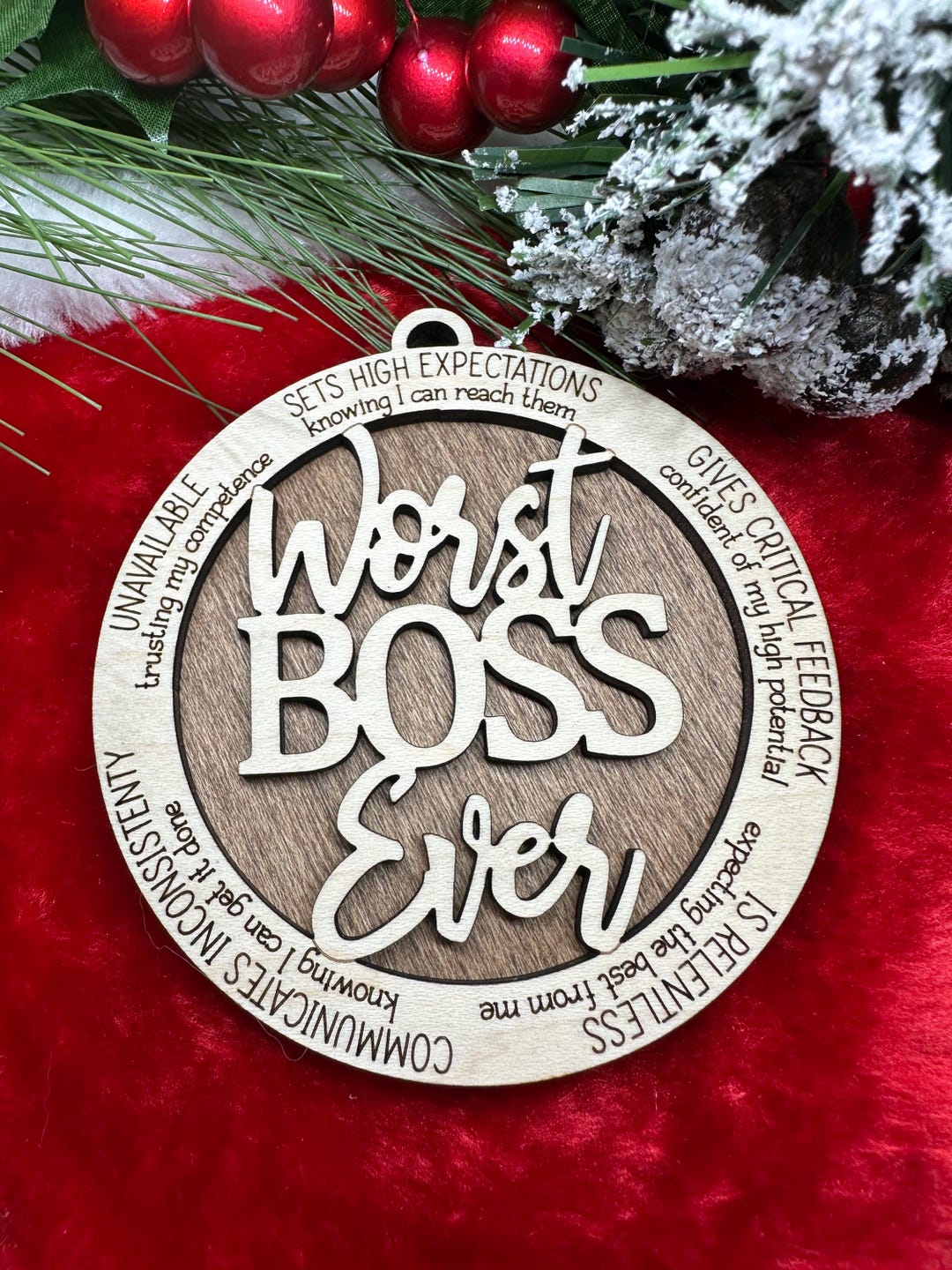 Ornament Worst Boss Ever Funny Sarcastic New Style Laser Cut Wood ...