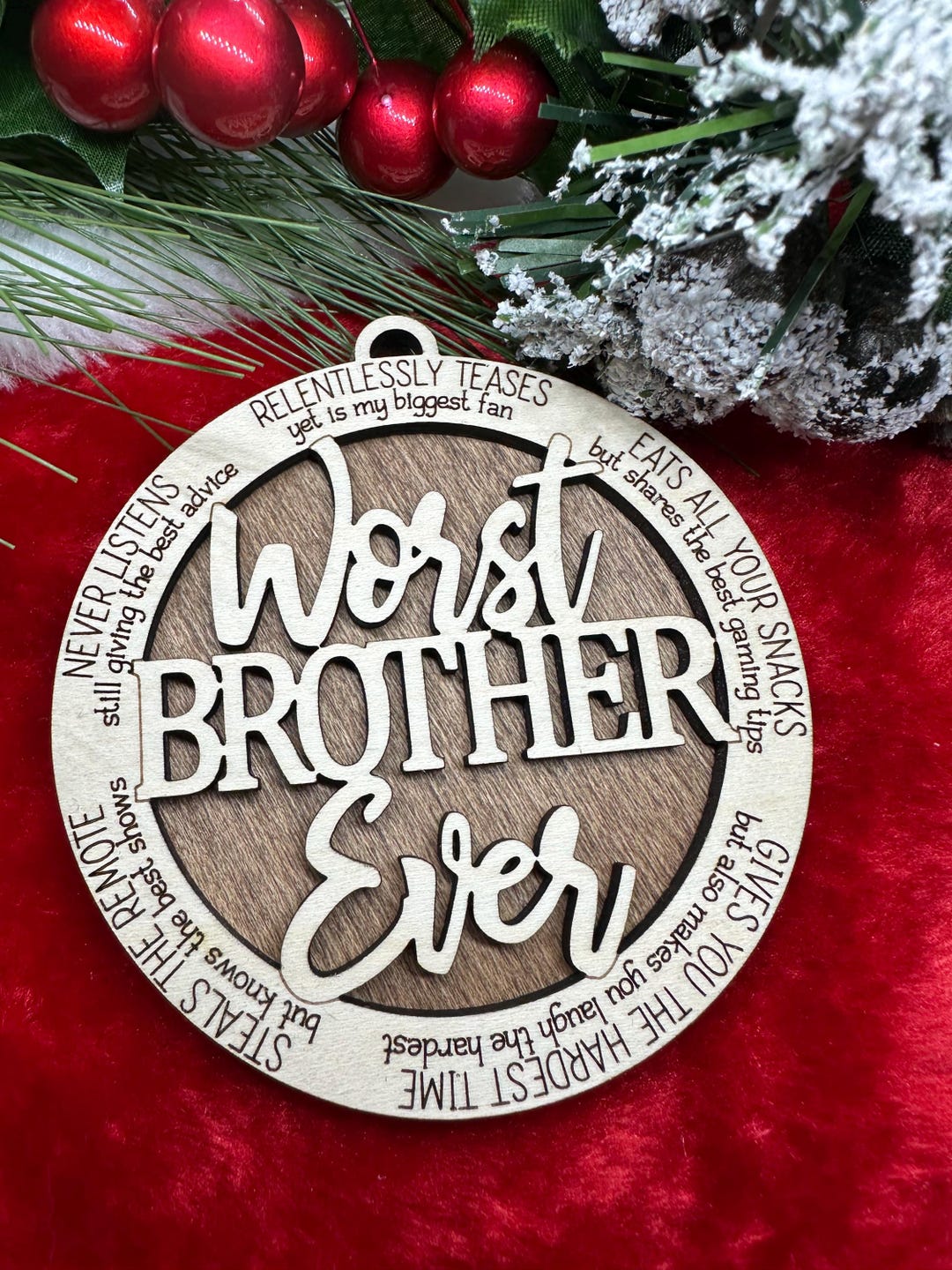 Ornament Worst Brother Ever Funny Sarcastic New Style Laser Cut Wood ...