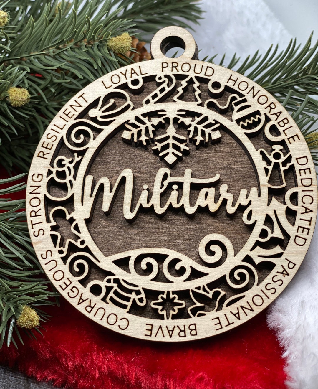 Ornament Military Services Laser Cut Wood Christmas Gift Holiday - Etsy