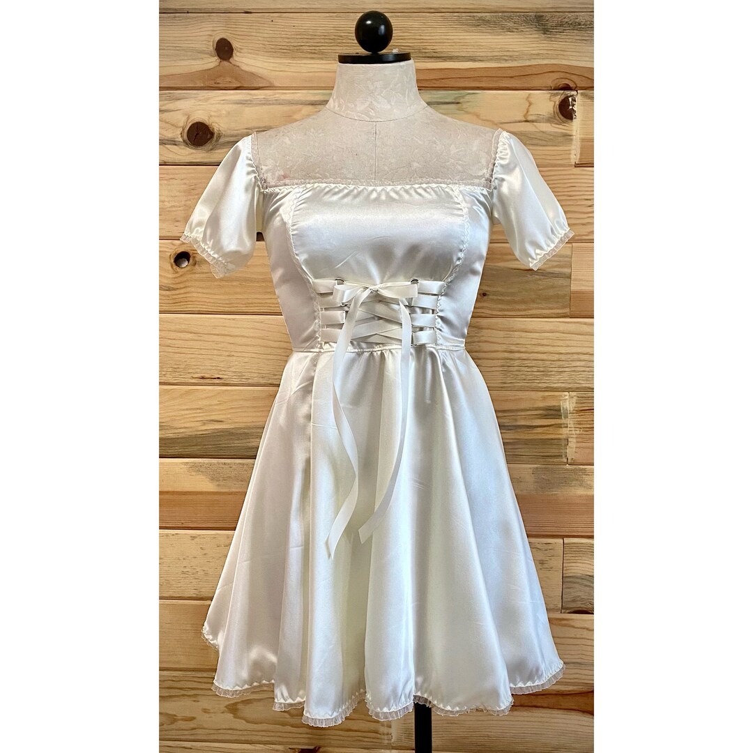 The Satin Tori Barmaid Dress in White - Etsy
