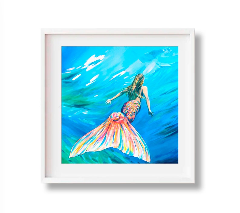 Mermaid Canvas Print, Beach Art, Ocean Wall Décor, Kauai Hawaii Artist ...