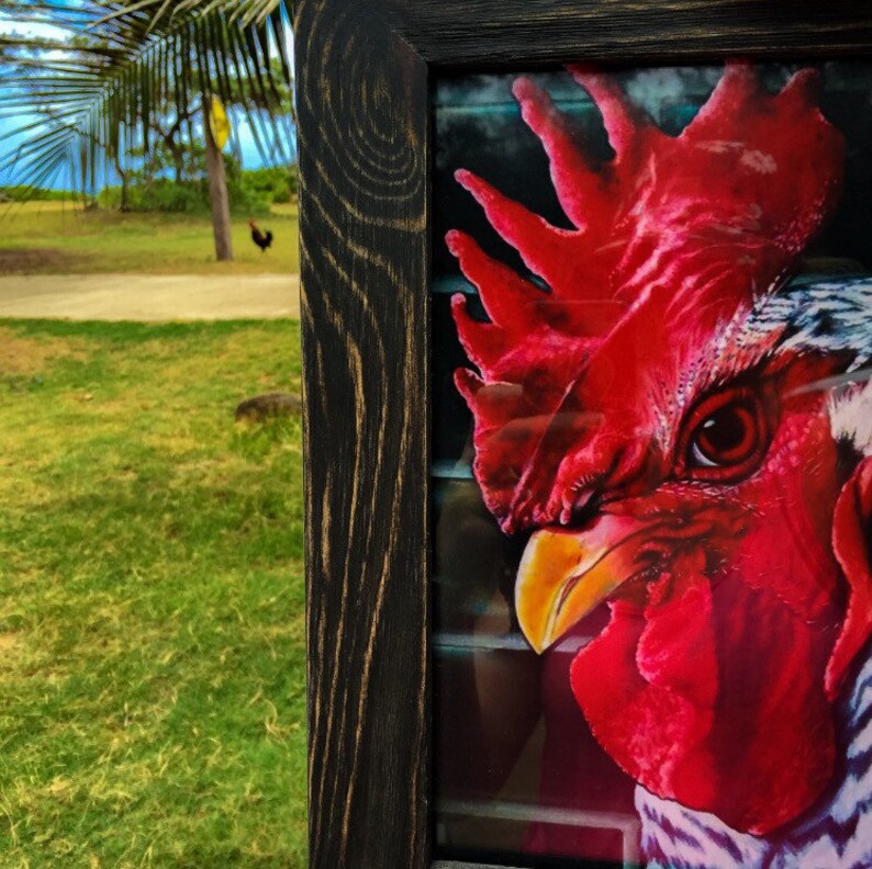 Rooster Art Print Red Eye B&W Chicken Kitchen Décor Modern | Etsy
