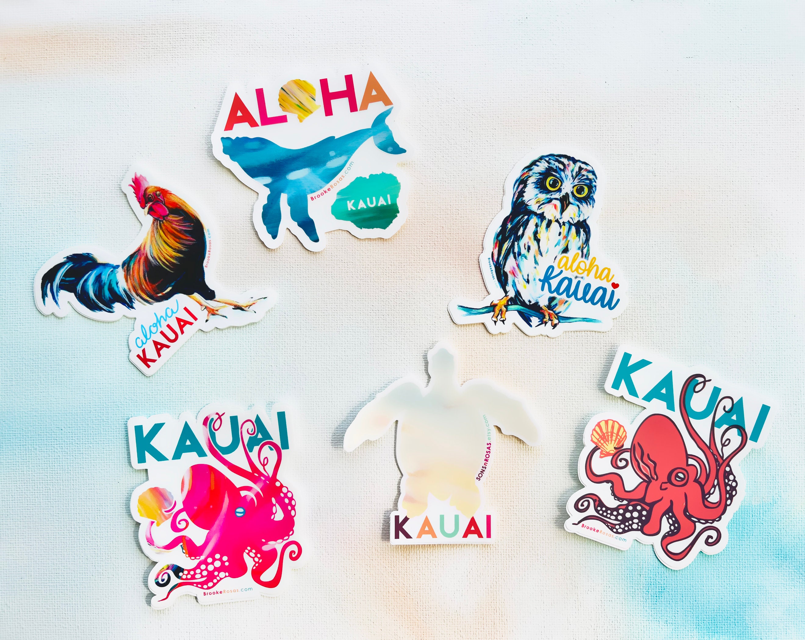 Kauai Octopus Sticker, Pink He'e With Sunrise Shell - Etsy