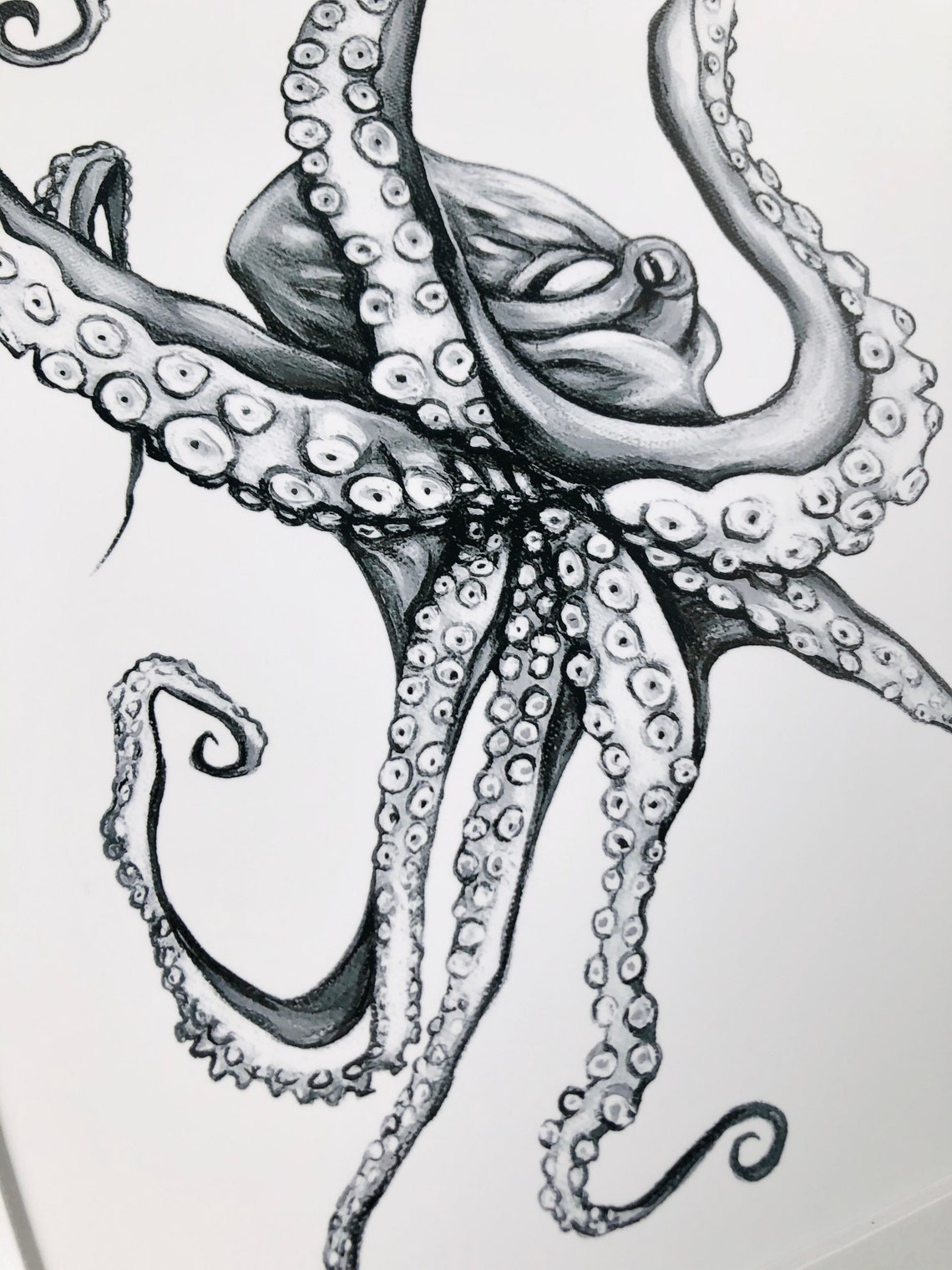 Black and White Tako Art B&W Octopus Print Hawaiian | Etsy