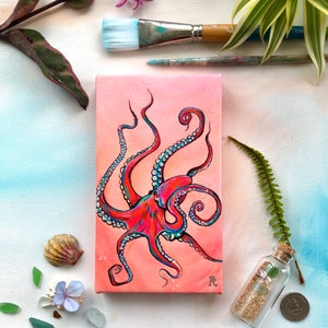 Coral Tako Art Print, Octopus Squid Décor, Hawaiian He'e Tentacles - Etsy