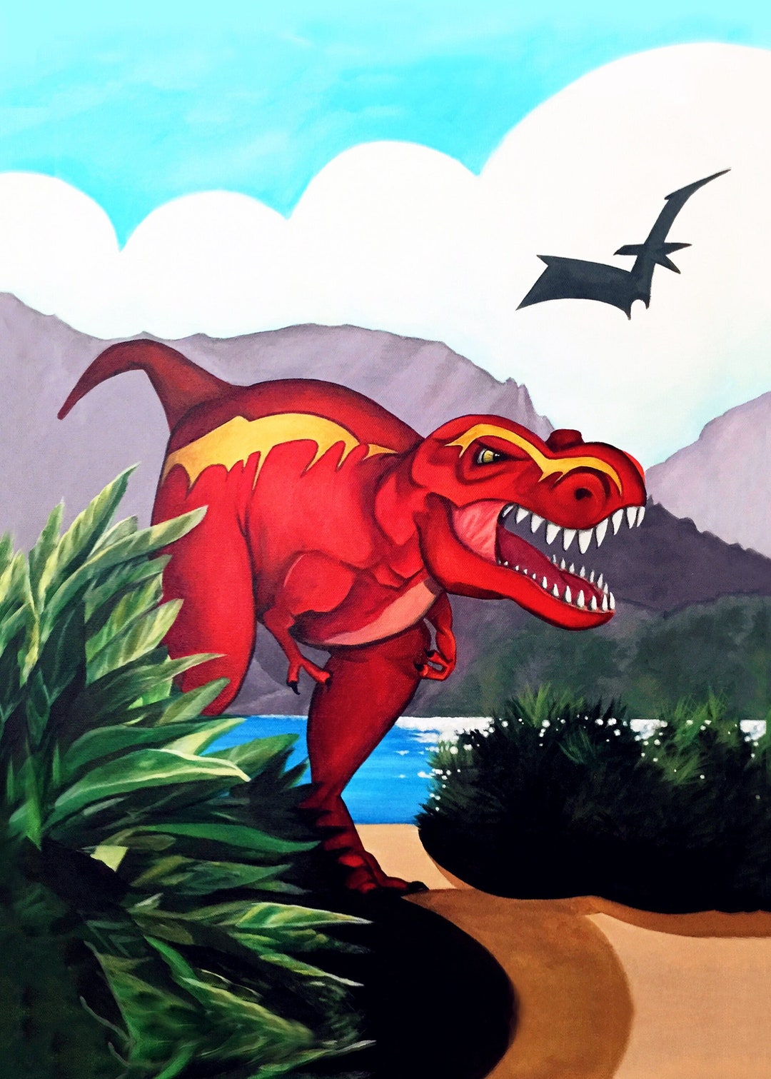 Kauai T-rex Dinosaur Art Print, Kid's Room Decor - Etsy