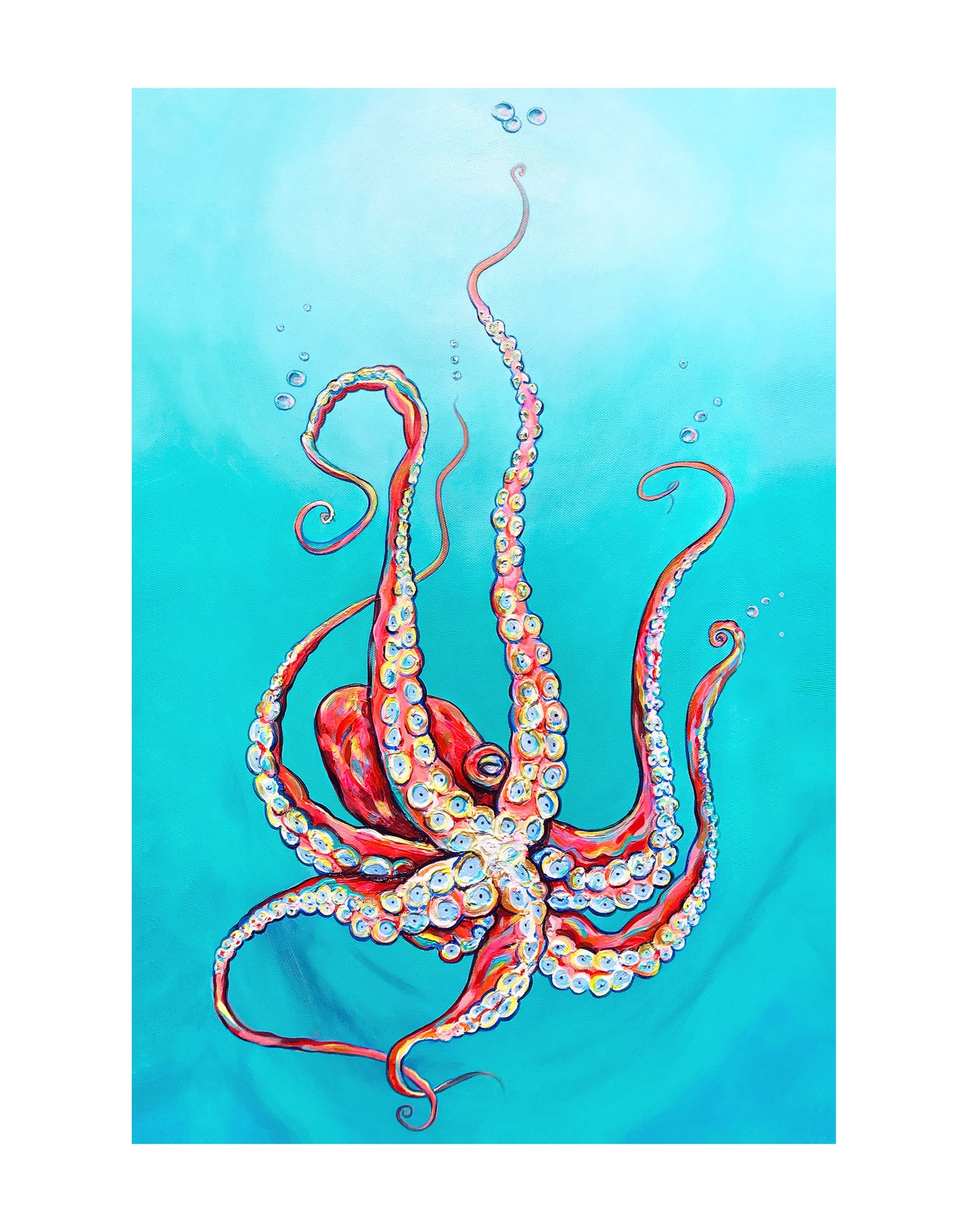 He'e Art, Tako Print, Octopus Bubbles, Kauai Beach Art, Hawaii Ocean ...