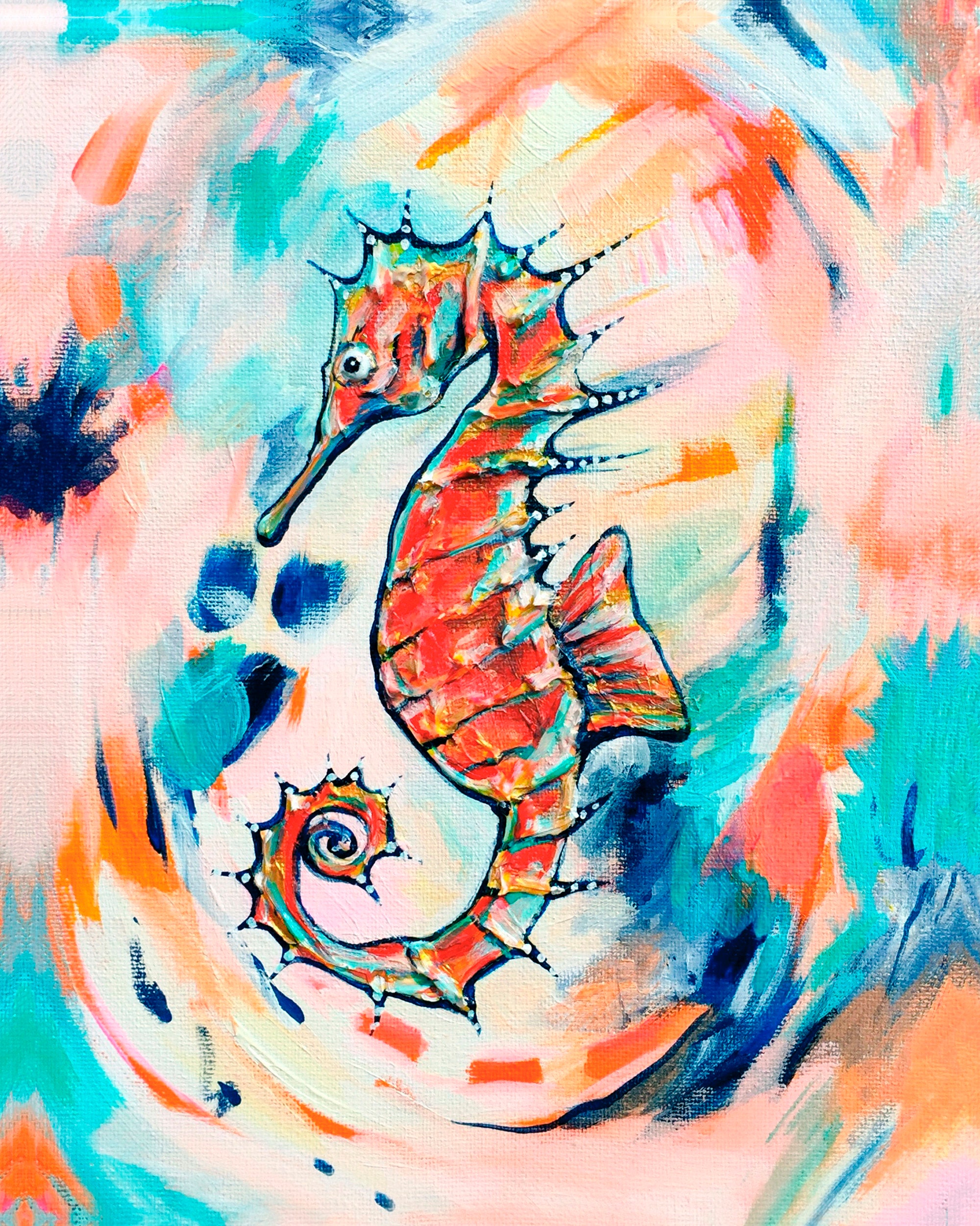 Abstract Seahorse Painting