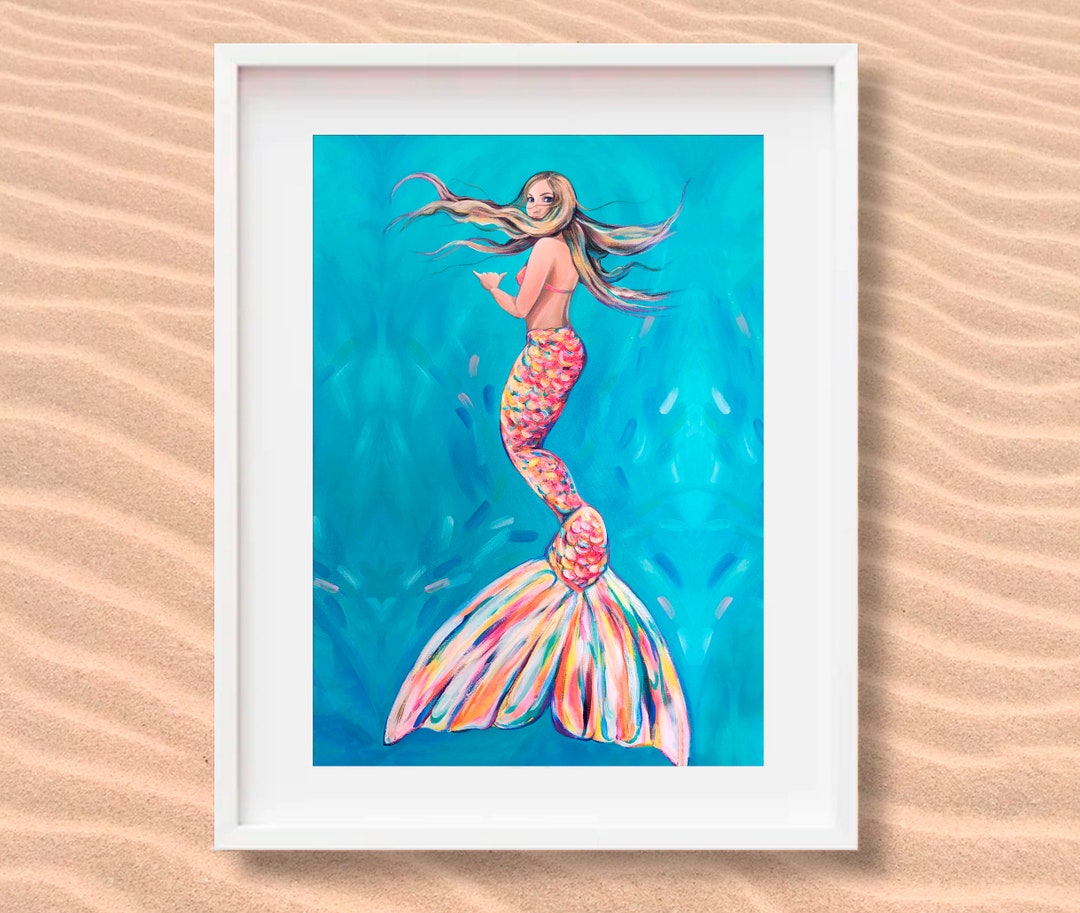 Mermaid Shaka Art Print, Mermaid Décor, Hawaii Artist, Perfect Girl ...
