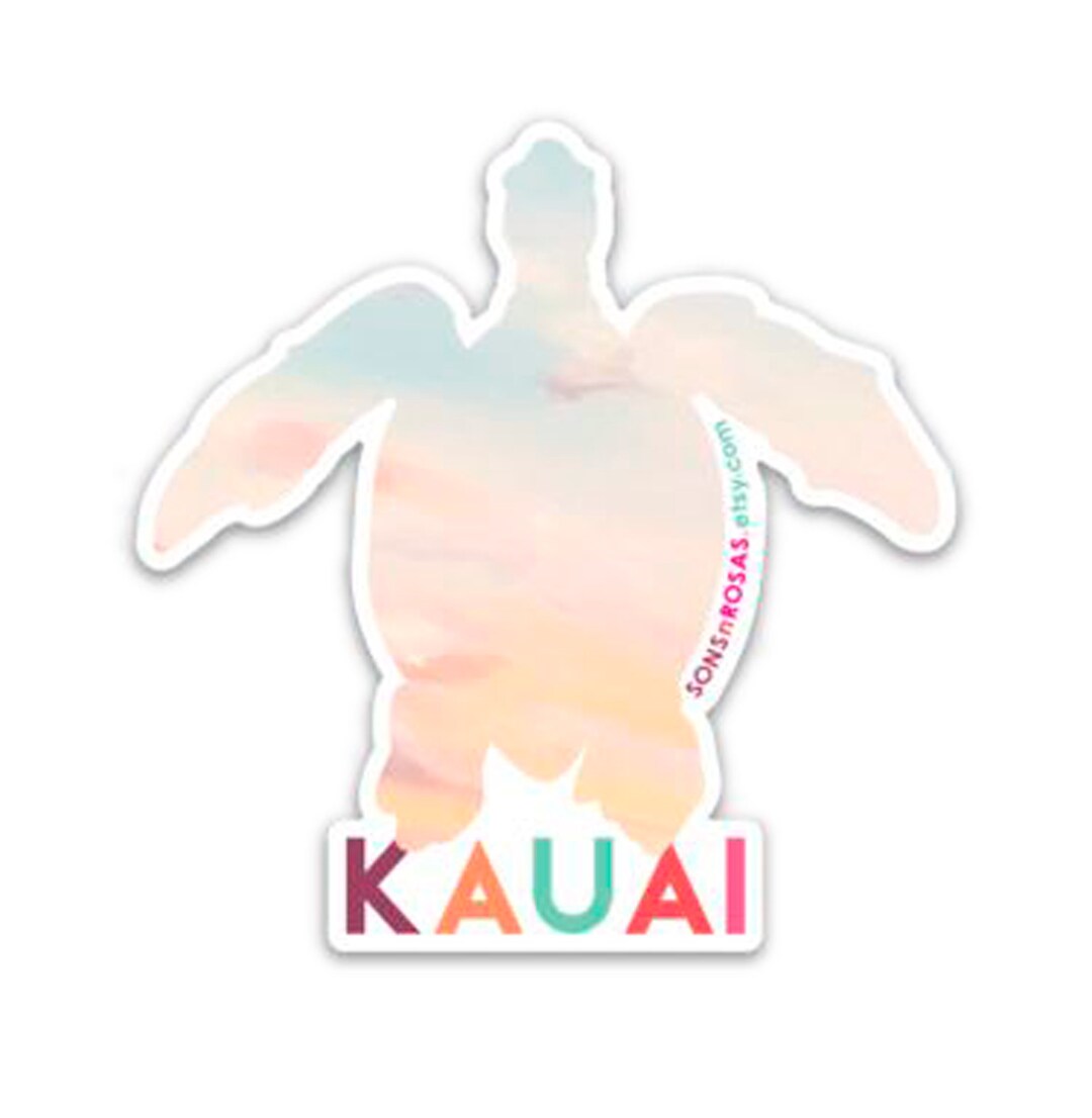 Kauai Honu Sticker, Kauai Souvenir, Hawaii Turtle Sticker, Water Bottle ...