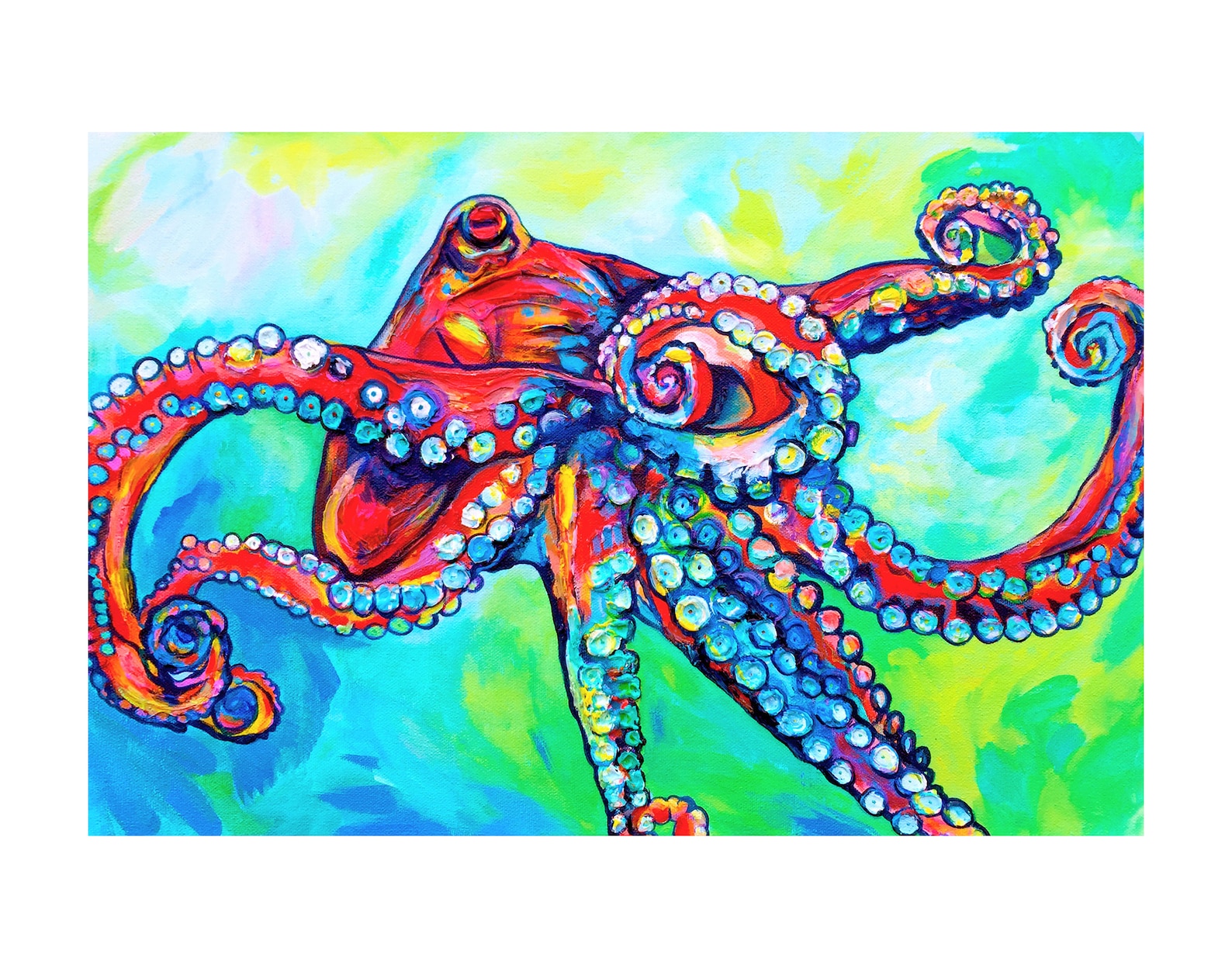 Colorful Tako Art Octopus Painting He'e Print Vivid - Etsy