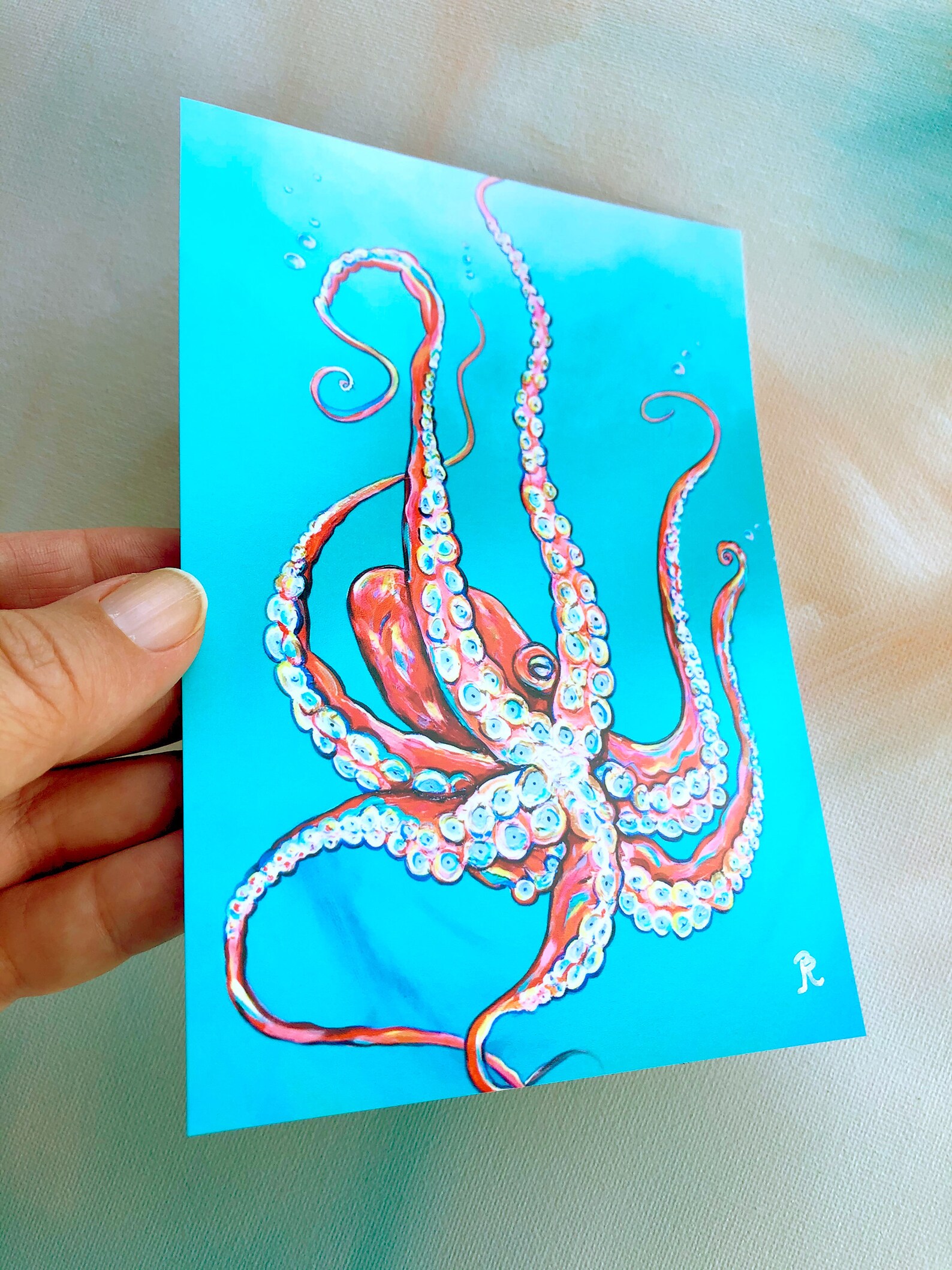 Kauai Octopus Art Print, Hawaii Ocean Decor, He'e Tako Artwork - Etsy