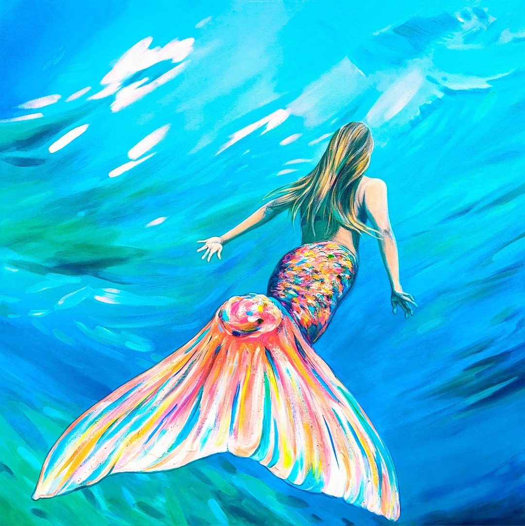 Mermaid Canvas Print Beach Art Ocean Wall Décor Kauai - Etsy