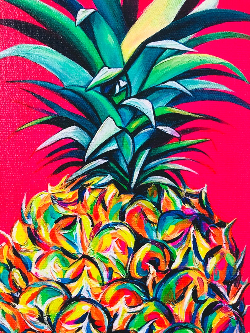 Pineapple on Pink Print Pineapple Decor Tropical Ananas Art - Etsy
