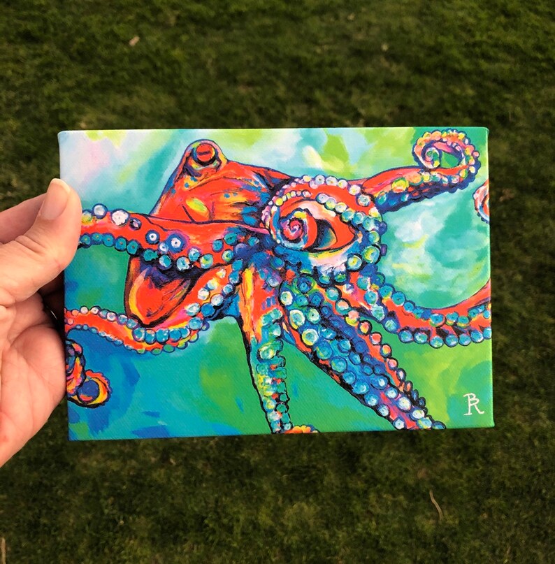 Colorful Tako Art Octopus Painting He'e Print Vivid | Etsy
