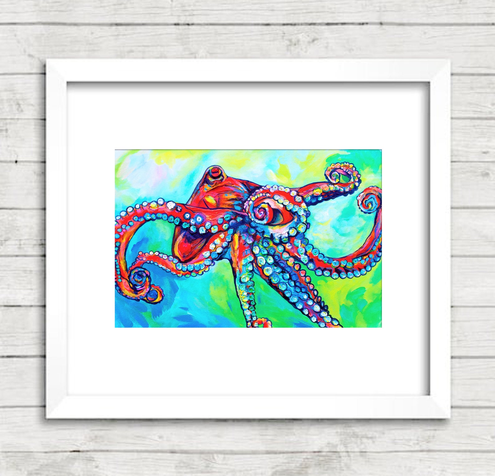 Colorful Tako Art, Octopus Painting, He'e Print, Vivid Kauai Beach Art ...