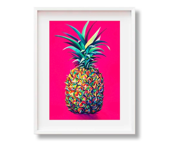 Pineapple on Pink Print Pineapple Decor Tropical Ananas Art - Etsy