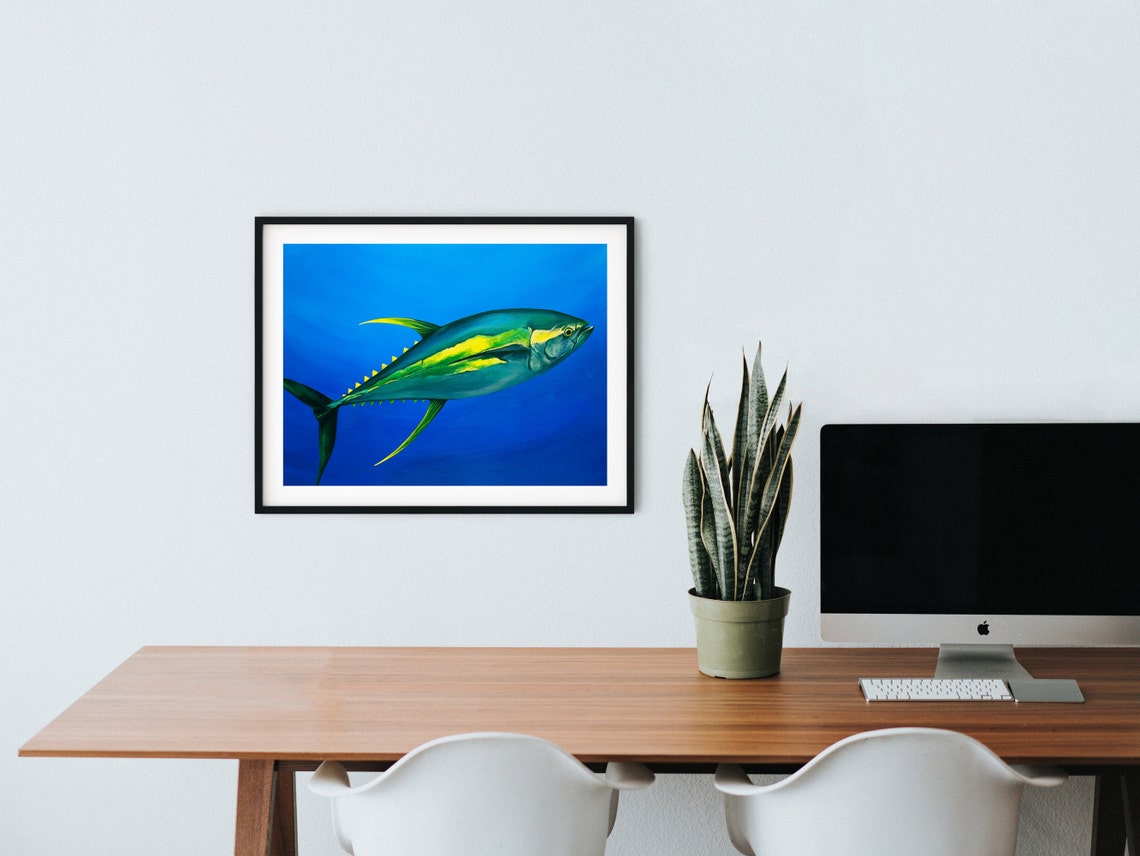 Yellowfin Tuna Art Print, Kauai Hawaii, Coastal House - Etsy